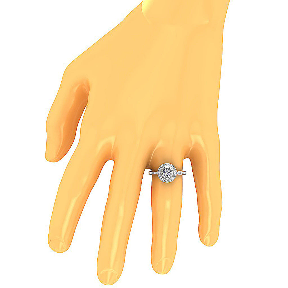 The Milana Natural Diamond 14K White Gold Halo Engagement Wedding Ring