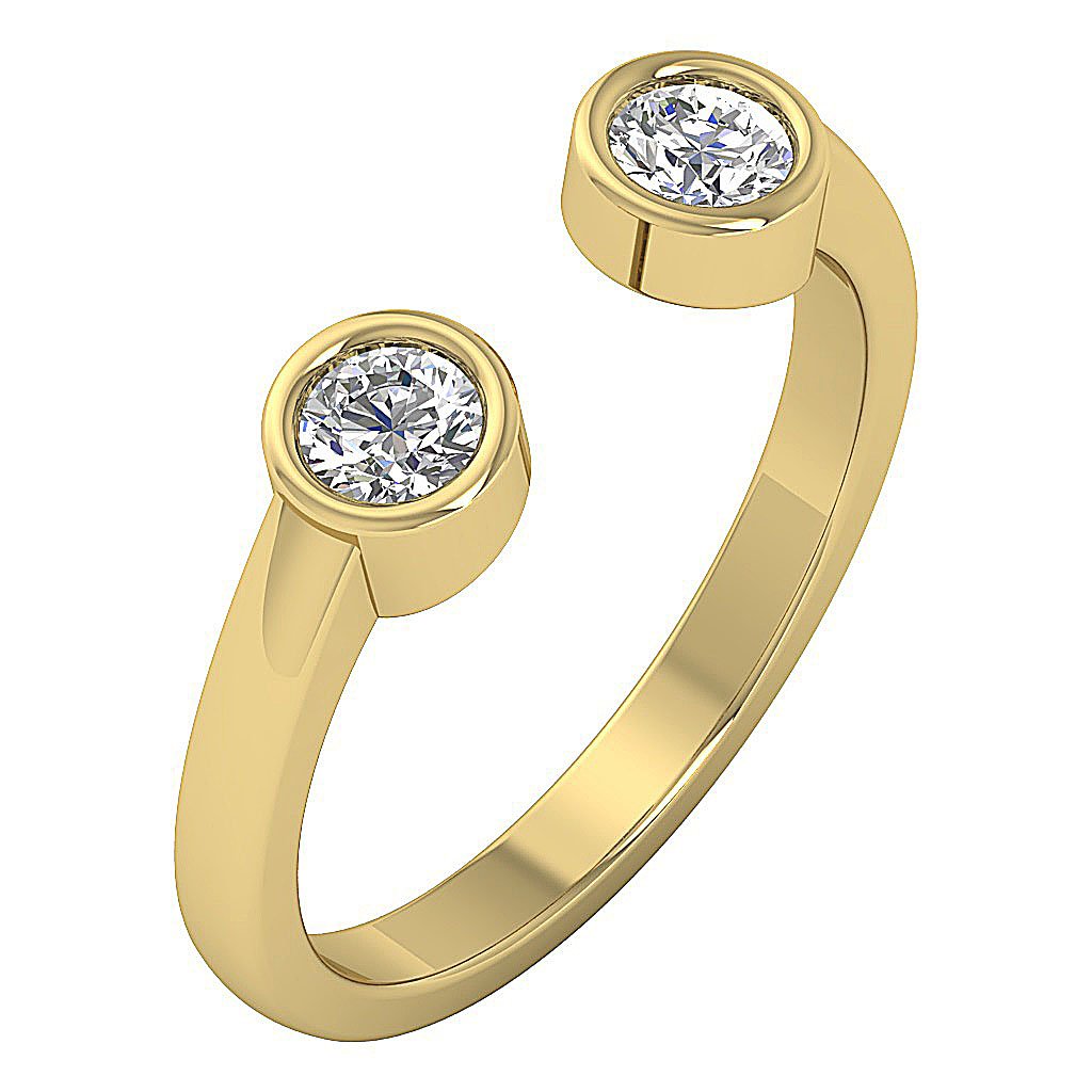 The Brandon Open Bezel Set Round Diamond 14K Solid Gold Anniversary We