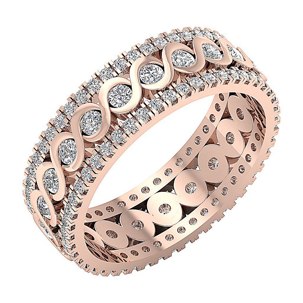 The Raymond Designer Eternity Anniversary Round Diamond Ring 14K Rose