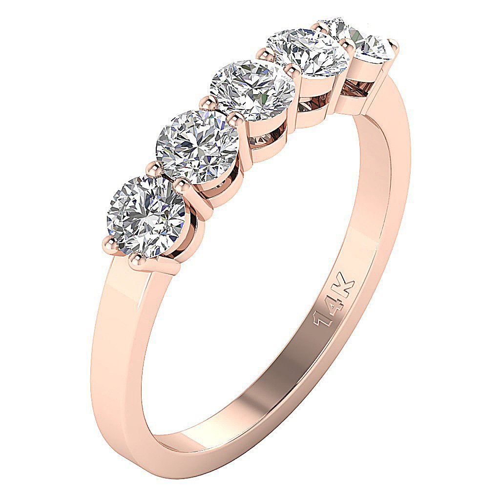 The Sincere 14K Rose Gold Natural Diamond Classsic Five Stone Engageme