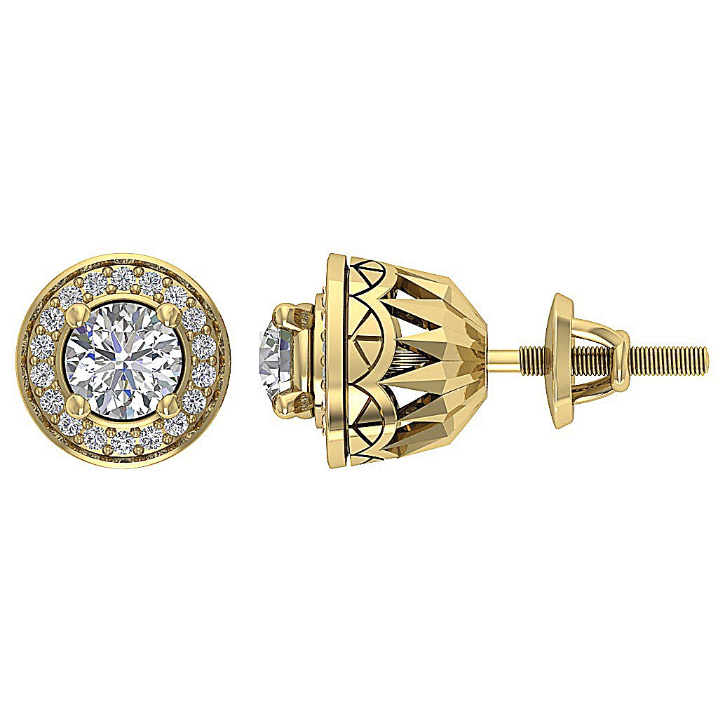 The Jeremy Designer Removable Jacket Stud Earring Round Cut Diamond 14
