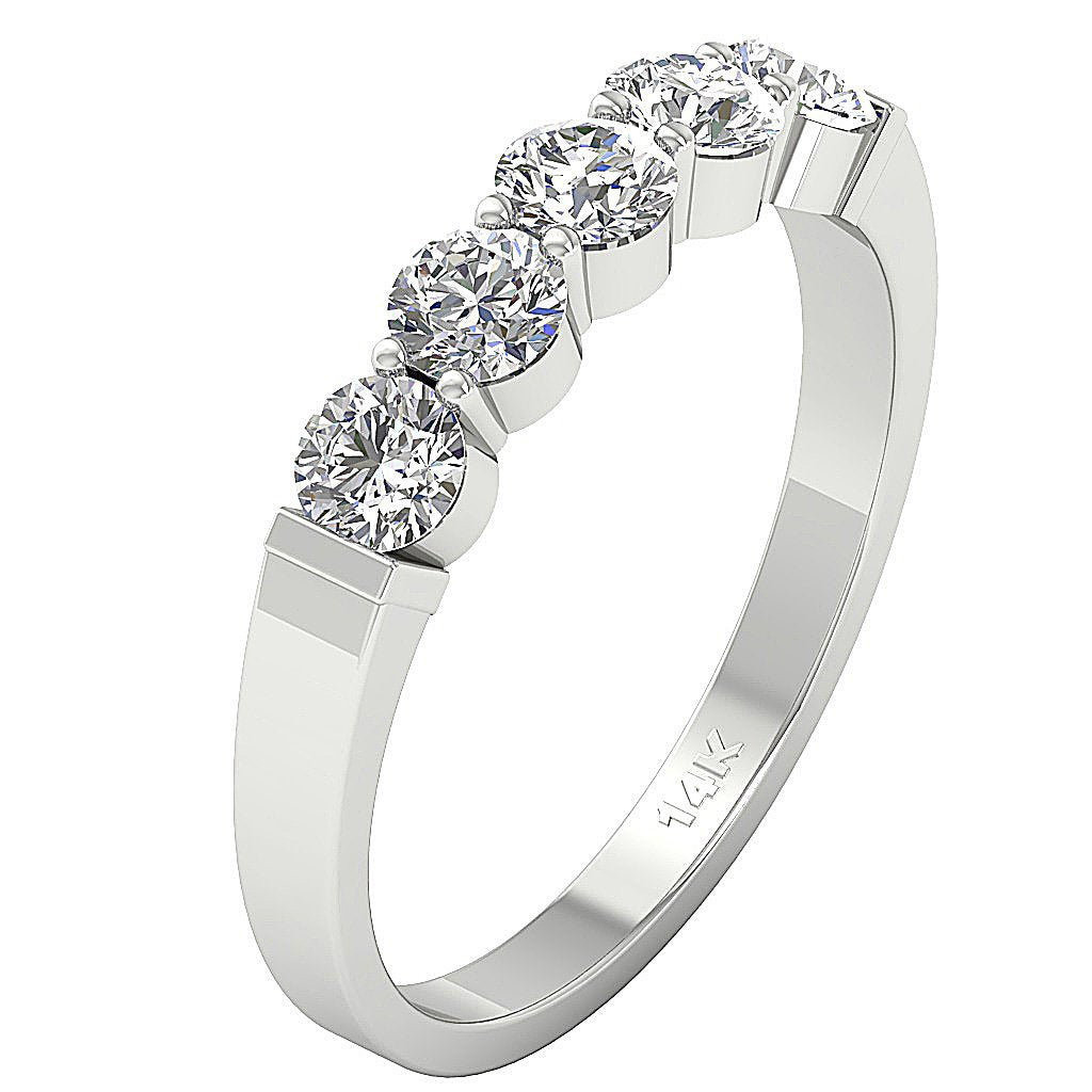 The Kaison Classic 5 Stone Anniversary Ring White Gold 1 Carat Round D
