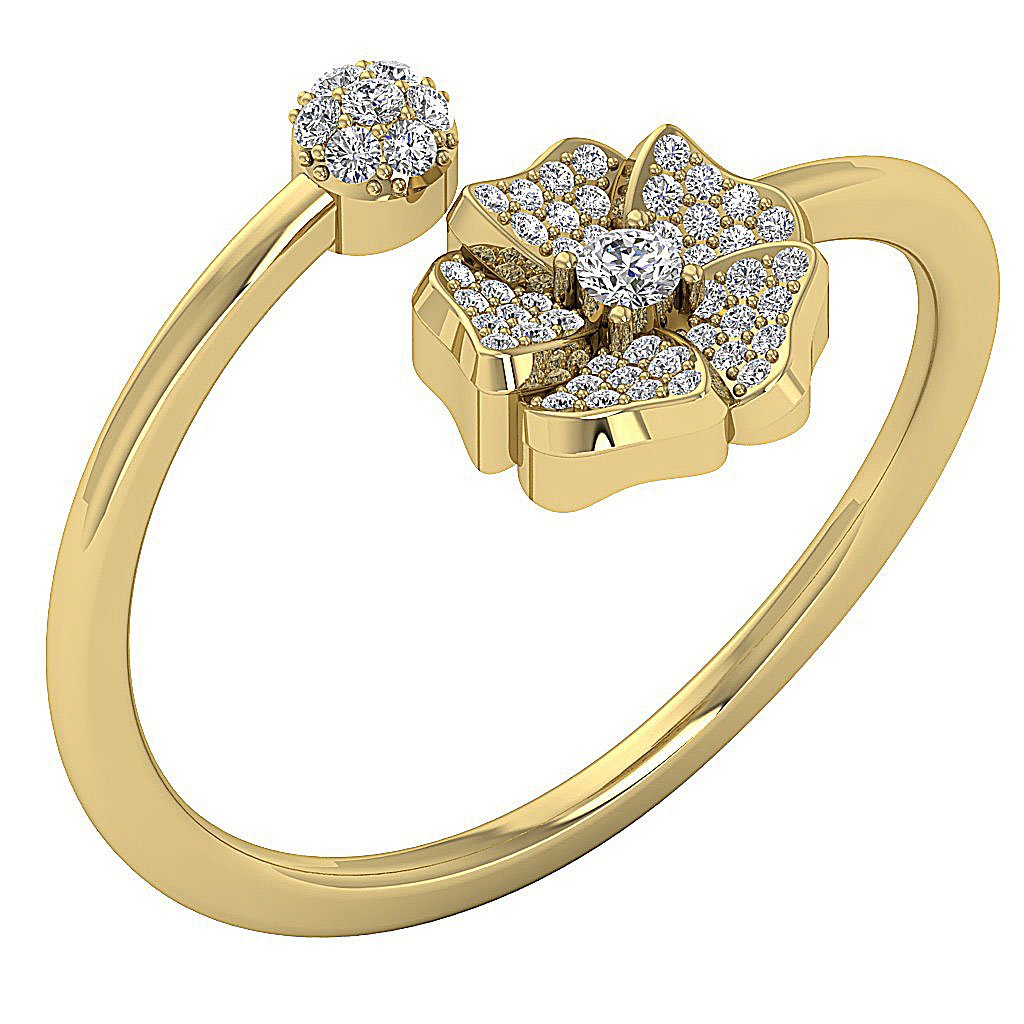 The Tate Open Style Flower Shape Wedding Anniversary Ring Natural Diam