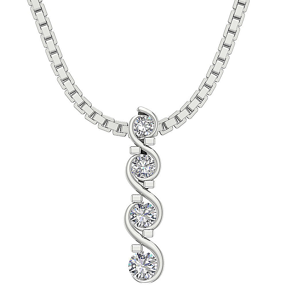 The Graham Fancy Journey Round Cut Diamond Fashion Pendant 14K White G