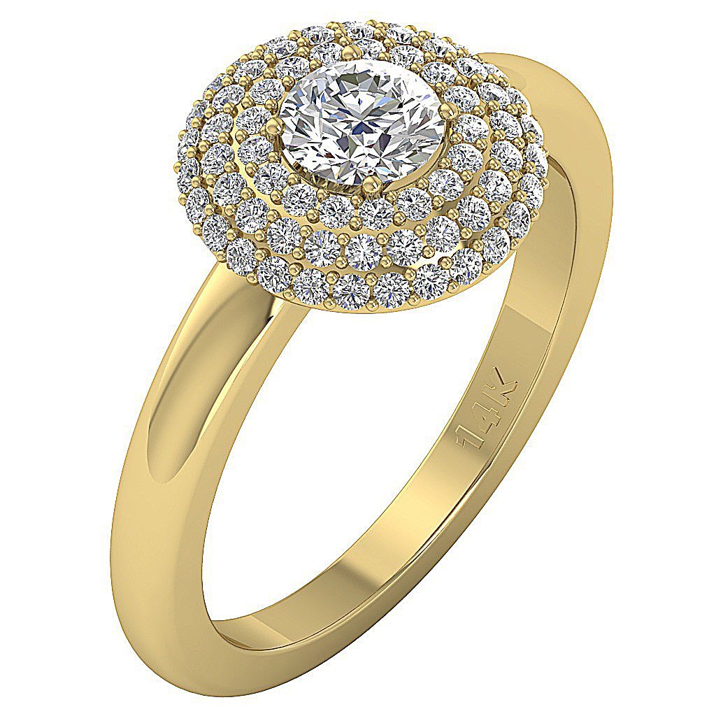 The Finnegan Gorgeous Tripal Halo Solitaire Engagement Ring Round Diam