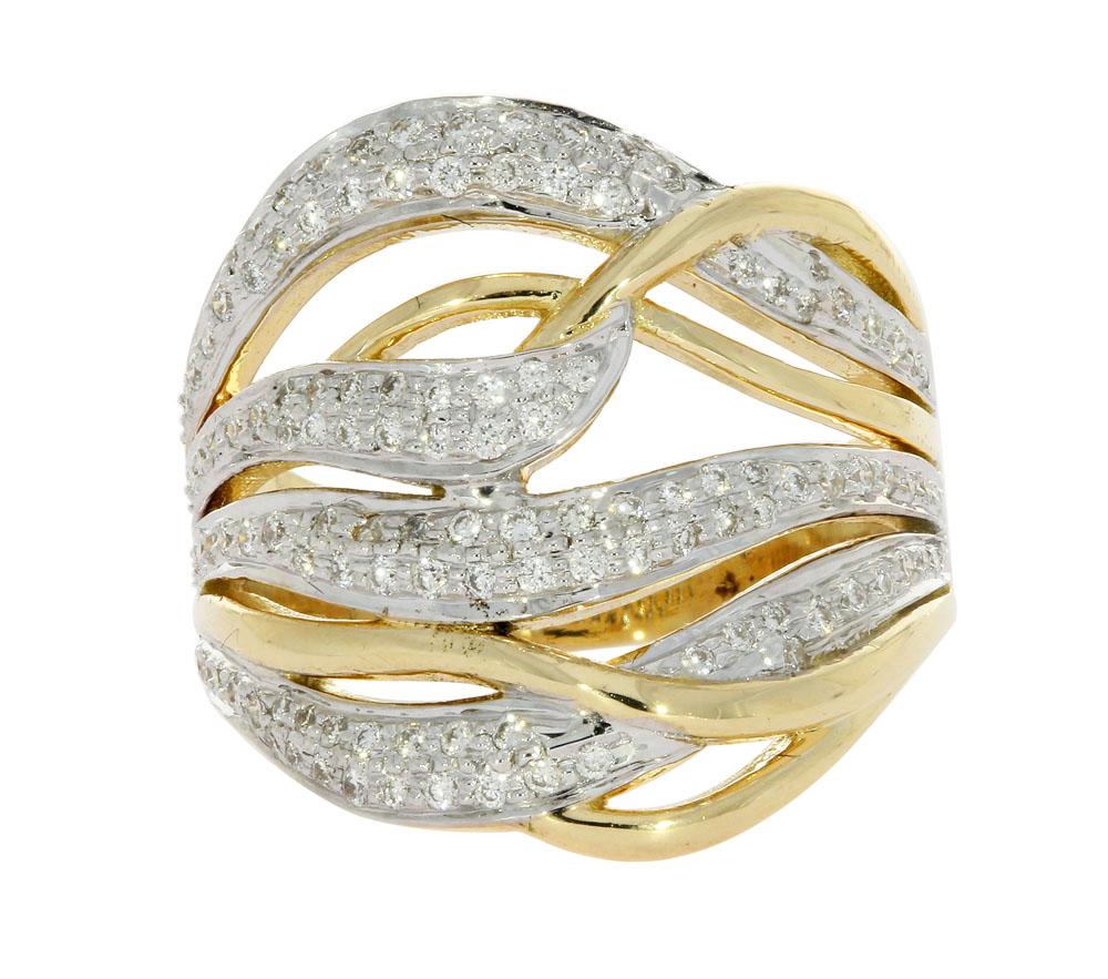 The Conner Crossover Round Cut Diamond 14K Gold Right Hand Wedding Rin
